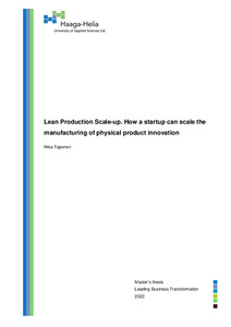 Lean Production Scale-up: how a startup can scale the manufacturing of physical product ...